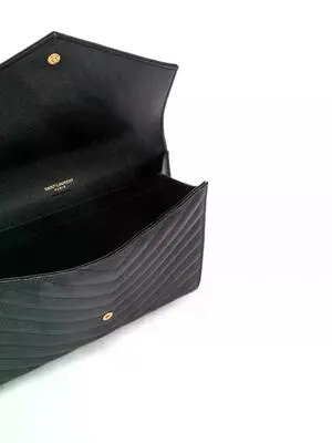Saint Laurent Cassandre Matelassé Flap Pouch In Grain De Poudre Leather - Black