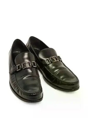 LOUIS VUITTON Leather Loafers With Initials Plaque