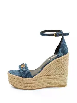 Versace Medusa Denim Wedge Sandals