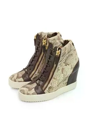 GIUSEPPE ZANOTTI Python-embossed Wedge Sneakers - Neutrals