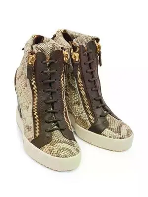 GIUSEPPE ZANOTTI Python-embossed Wedge Sneakers
