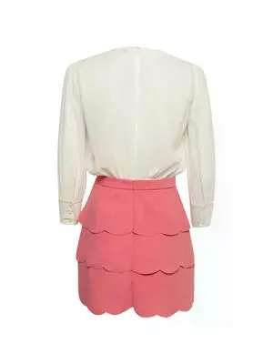 Elisabetta Franchi Plunge Neck Scalloped-tier Mini Dress