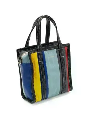 Balenciaga Small Bazaar Striped Tote Bag - Black