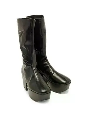Prada Triangle Logo Platform Ankle Boots