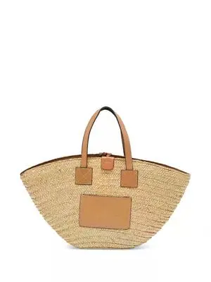 Etro Raffia Leather Tote Bag - Neutrals