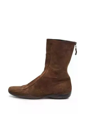 Prada Square-toe Ankle Boots - Brown