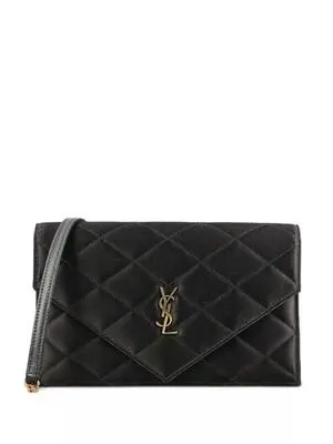 Saint Laurent Paris Chain Wallet In Satin - Black