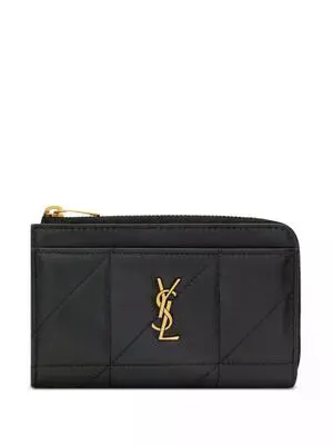 Saint Laurent Jamie Zip Card Case In Lambskin - Black