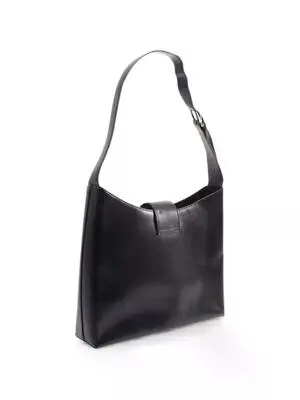 FERRAGAMO 2010s Gancini-buckle Leather Shoulder Bag - Black