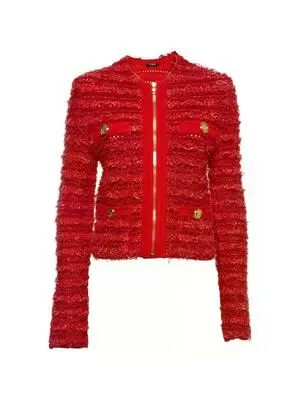 Balmain Tweed Button-embellished Zip-up Jacket