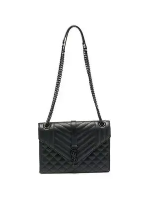 Saint Laurent 2017 Envelope Matelassé Leather Shoulder Bag - Black