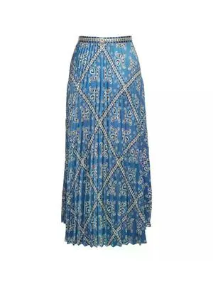Sandro Paisley-printed Pleated Midi Skirt - Blue