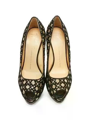 GIUSEPPE ZANOTTI Glitter Cage-pattern Platform Pumps