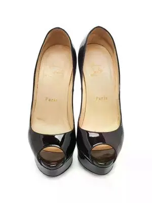 CHRISTIAN LOUBOUTIN Patent Leather Peep-toe Platform Stiletto Pumps