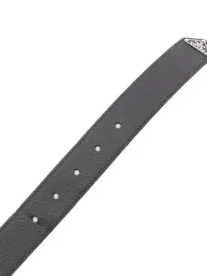 Prada Saffiano Leather Belt With Enamel Triangle Logo