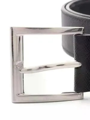 Prada Saffiano Leather Belt With Enamel Triangle Logo - Black