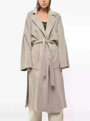 SUPER BLOND Belted Mohair Coat - Neutrals