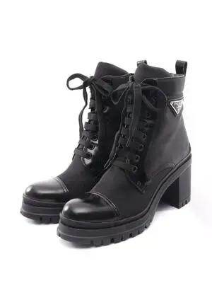 Prada Re-nylon Triangle-logo Block Heel Boots