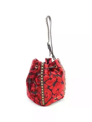 Prada Floral Print Studded Velvet Bucket Bag