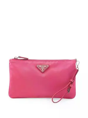 Prada Tessuto Logo Plate Pouch