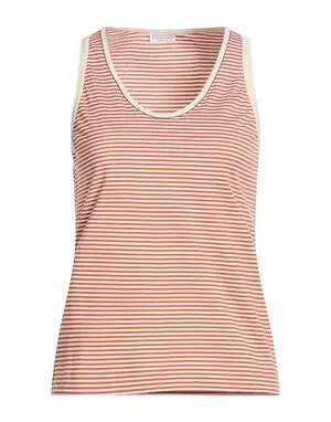 Brunello Cucinelli Striped Cotton Tank Top - Red