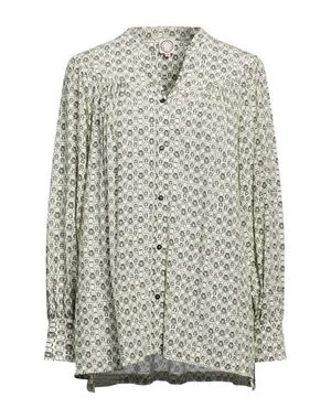 INES DE LA FRESSANGE PARIS Checked Viscose Shirt With V-neck And Gathered Detailing - White
