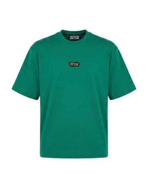 Versace Man T-shirt Black Size Xl Viscose, Polyamide, Elastane Green