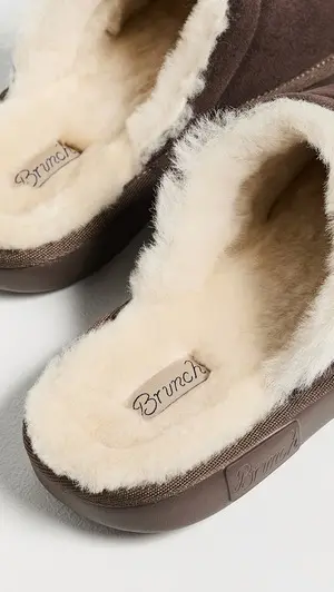 BRUNCH Essential Suede Shearling Slippers