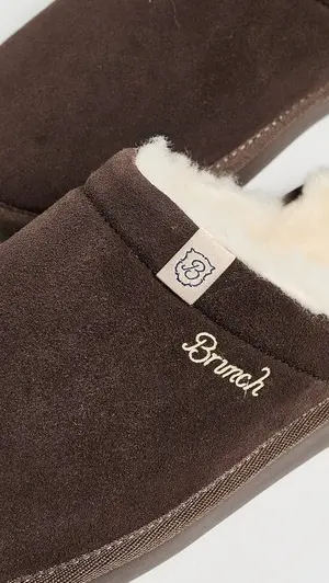 BRUNCH Essential Suede Shearling Slippers
