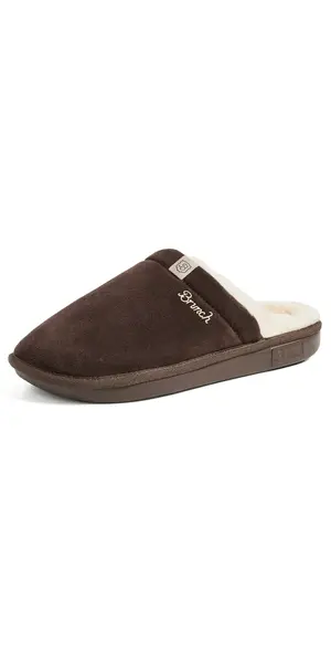 BRUNCH Essential Suede Shearling Slippers - Brown