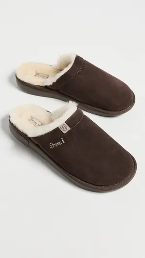BRUNCH Essential Suede Shearling Slippers - Brown