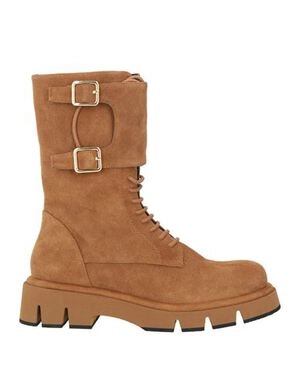 PALOMA BARCELO Leather Combat Boots - Camel