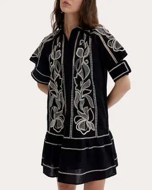 SCARLETT POPPIES Yuddha Embroidered Shirt Dress