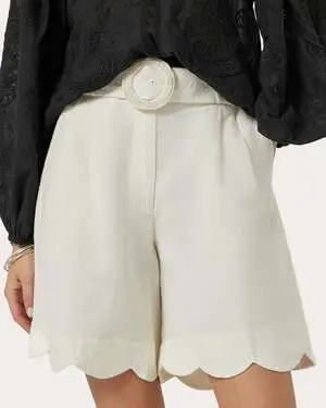 SCARLETT POPPIES Basica Scalloped High-rise Shorts