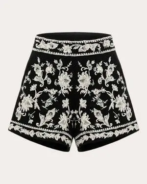 SCARLETT POPPIES Centura Embroidered Floral Shorts