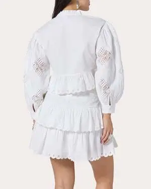 SCARLETT POPPIES Yorken Embroidered Patchwork Ruffle Top