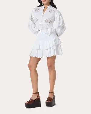 SCARLETT POPPIES Yorken Embroidered Patchwork Ruffle Top