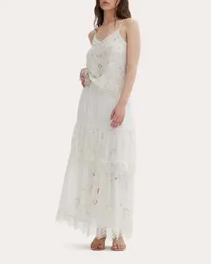 SCARLETT POPPIES Esha Embroidered Crinkled Crepe Tank Top