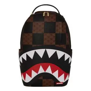 SPRAYGROUND That Big Check Shark Backpack - Brown/black