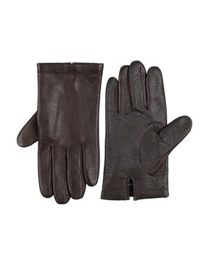 Emporio Armani Man Gloves Black Size Xl Lambskin Brown