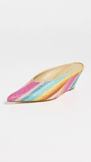 Larroude Mules - Rainbow Raffia