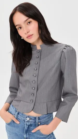 WAYF Kaelani Jacket With Padded Shoulders And Mock Neck