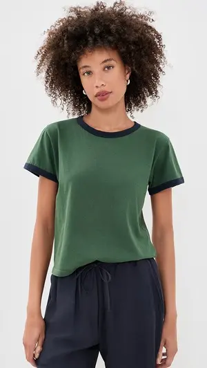 LESET Margo Ringer Tee - Juniper/midnight