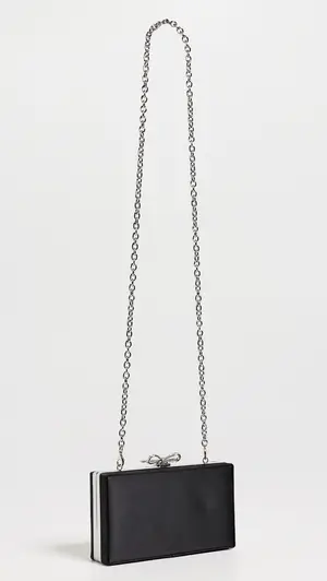 SELF-PORTRAIT Silver Chainmail Clutch With Crystal Embellishment And Bow Accent - Color