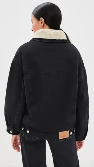 Isabel Marant Étoile Pimïa Denim Jacket With Shearling Collar - Faded Black