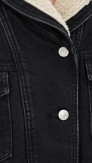 Isabel Marant Étoile Pimïa Denim Jacket With Shearling Collar - Faded Black