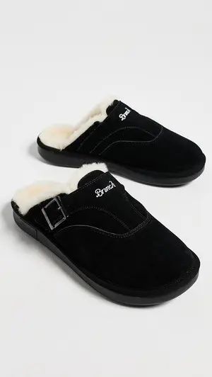 BRUNCH Amour Suede Shearling Slippers
