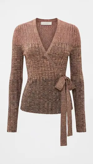 Zimmermann Mouline Rib Sweater Wrap Top