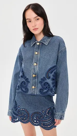 Ulla Johnson The Bobbi Denim Eyelet Jacket