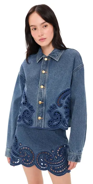 Ulla Johnson The Bobbi Denim Eyelet Jacket - River